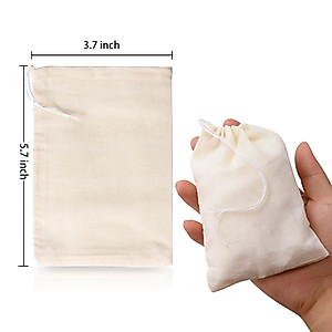 Boboom 60 Pcs Muslin Bags, 3.7x5.7 Inch Reusable Cotton Drawstring Bags, Natural Cotton Bags with Drawstring, Produce Bags Sachet Bag Bulk Gift Bag Jewelry Pouch for Wedding Party Home Storage