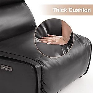 EASELAND Electric Single Sofa Bed, Adjustable Leather Power Sofa, Sleeper Recliner Chair Bed with USB for Living Room, Study (Grey)