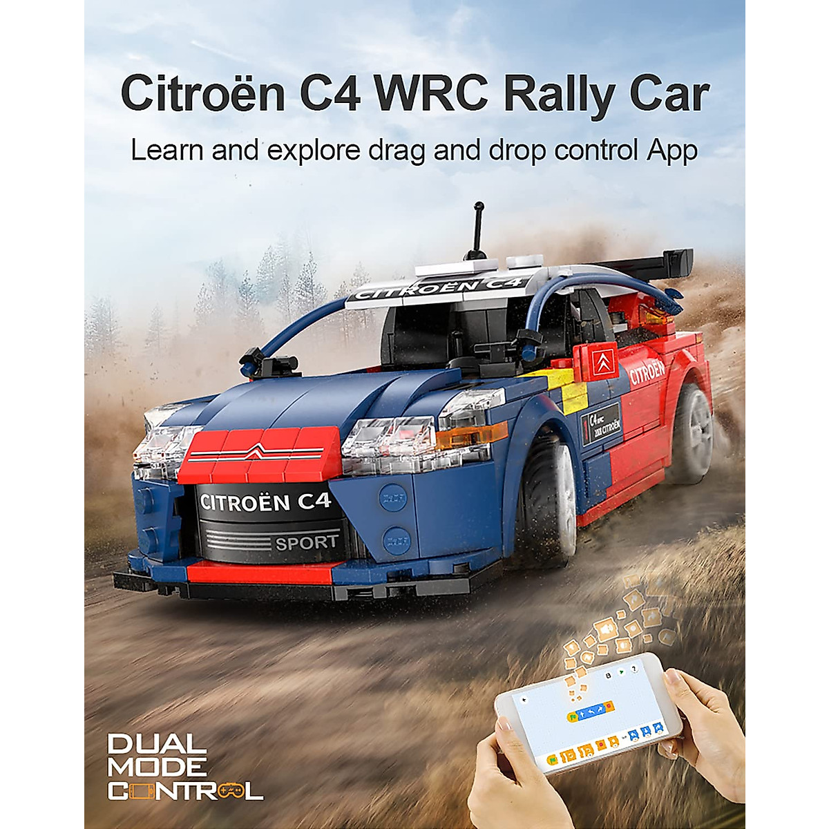 dOMOb Citroen C4 Rally WRC RC Car Building Kit – Bricks Toys for 6+ Age Kids & Adults – 1:20 Model Build Set – 2.4GHz Remote Control – 329 pcs Blocks – STEM for Boys & Girls