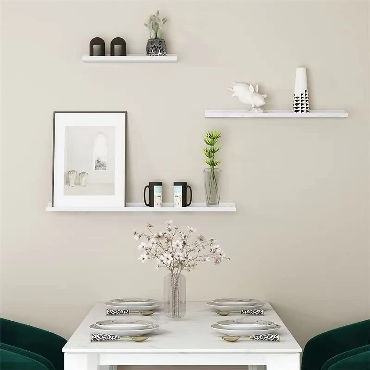 MRPAPA Floating Shelves Set of 2 - Alloy Shelf 16 inch Wall Shelves Wall Mount Rustproof Wall Shelf for Living Room Bedroom Kitchen Bathroom Farmhouse…