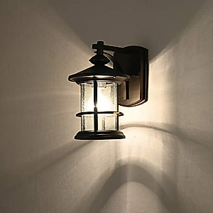 MICSIU Oil Rubbed Bronze Outdoor Light Fixture Wall Mount, Exterior Wall Mounted Light Fixture with Clear Seedy Glass, 10" Exterior Lights for House, Front Porch, Patio, Backyard