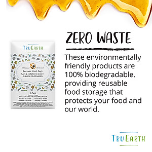 Tru Earth Beeswax Snack Bags | Reusable | Zero-Waste Beeswax | Contains 2 Medium & 2 Large Bags