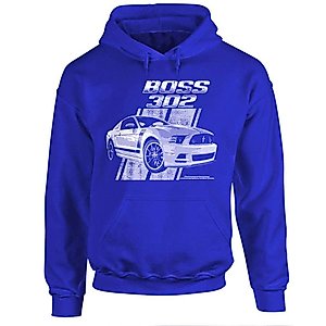 Ford Mustang Boss 302 Car Classic Racing - Fleece Pullover Hoodie (Small, Royal)