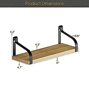 You Have Space Prato 13" Floating Shelves for Wall Storage, Bookshelf Living Room Decor, Bedroom, Kitchen Organization & Bathroom Organizer Wall Shelves, Burnt, Set of 3