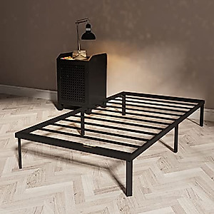 MBQQ Metal Bed Frame with Metal Slat Support / Platform Bed Frame/ Mattress Foundation / No Box Spring Needed / Sturdy Steel Structure,Twin