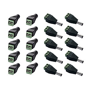 10 Male and 10 Female 12v DC Power Jack Adapter Connector for Led Strip CCTV Camera