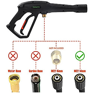PWACCS Pressure Washer Gun Replacement with Extension Wand Kit — Power Washing Trigger Handle with 5 Spray Nozzles — Pressure Washer Parts Compatible with Ryobi, Green Works & Karcher — 2000 PSI MAX