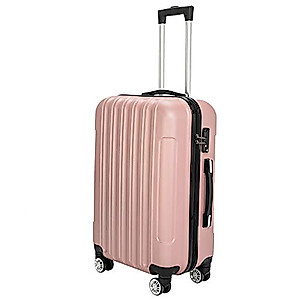 Imseigo Luggage Sets,3-in-1 Hardside Carry on Suitcase Sets with Spinner Wheels & TSA lock, 20"/24"/28" Durable Portable Lightweight ABS Luggages for Travel, Business (Rose Gold)