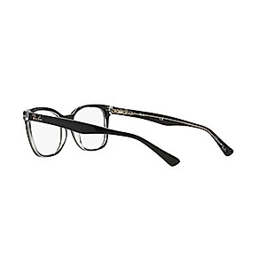 Ray-Ban RX5285 Square Prescription Eyeglass Frames, Black On Transparent/Demo Lens, 53 mm