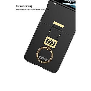 phone protective flip case Slim Case Compatible with Samsung Galaxy Z Flip 3 Case with Outer Screen Protector Case,Thin Hard PC Case Fashion Protective Case with Built-in Metal Ring Protective Holster