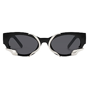 Appassal Trendy Snake Sunglasses for Women Men Vintage Cateye Y2k Sunnie AP3621,Black/Grey/Silver Snake