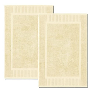 White Classic Luxury Hand Towels | 6 Pack Luxury Bath Mat | 2 Pack Bundle (Beige)