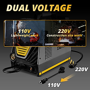 DEKO Digital 200A MIG/MMA Welder, SYNERGIC DC Inverter Welding Machine,110V/220V Fully Digitally Control with Wire Brush,Earthing Cable,Electrode Holder,Welding Gun,Digital Panel