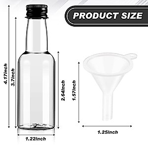 100 Pcs Mini Liquor Bottles Plastic Small Shot Bottles Mini Salad Dressing Bottle Empty Mini Alcohol Bottles with Black Cap Small Wine Bottles Hot Sauce Bottles Liquid Funnel Party Favors (1.7 Oz)