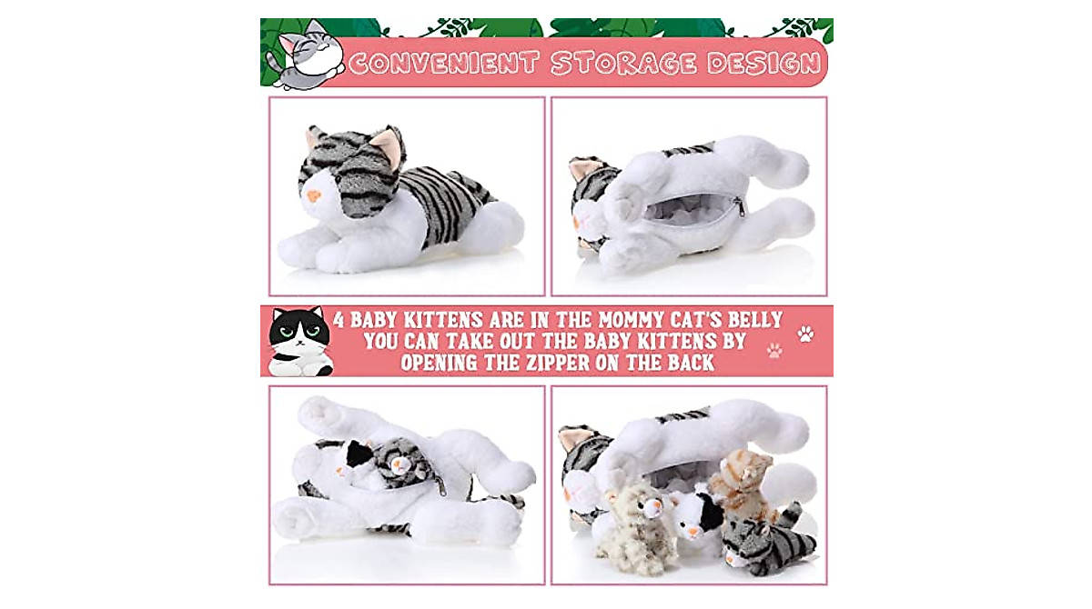 Skylety Plush Cat Set - 5 Cute Stuffed Animals
