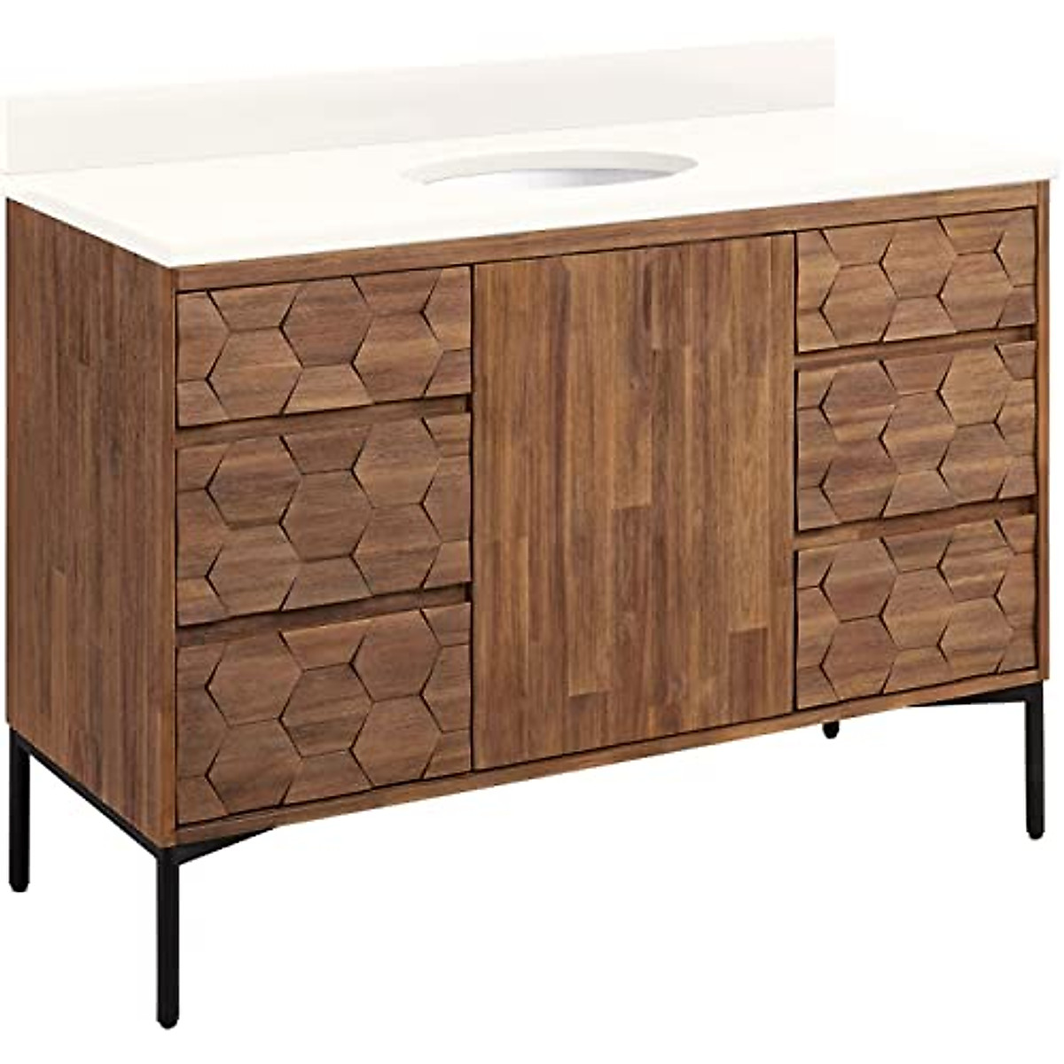 Signature Hardware 953140-48-UM-0 Devora 48" Free Standing Single Vanity Set with Wood Cabinet, Vanity Top, and Oval Undermount Vitreous China Sink