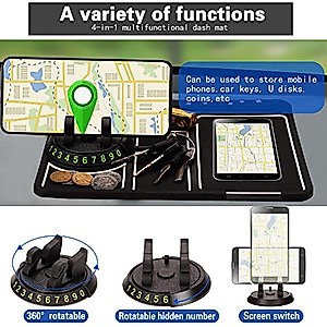 DJZNDINGJIEJIE 4-in-1 Non-Slip Phone Pad for Car Multifunctional Dashboard Mat Anti-Skid Car Dashboard Sticky Pad Car for Cell Phone Holder Navigation Frame (White)