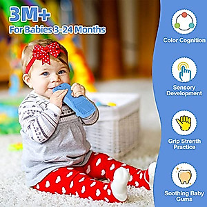 Fu Store 4-Pack Silicone Teething Toys for Infant Toddlers 3D Jet Plane Bike Car Shape Teethers for Babies Boys Girls Chew Toys Relief Soothe Babies Gums Set BPA Free Dishwasher Refrigerator Safe