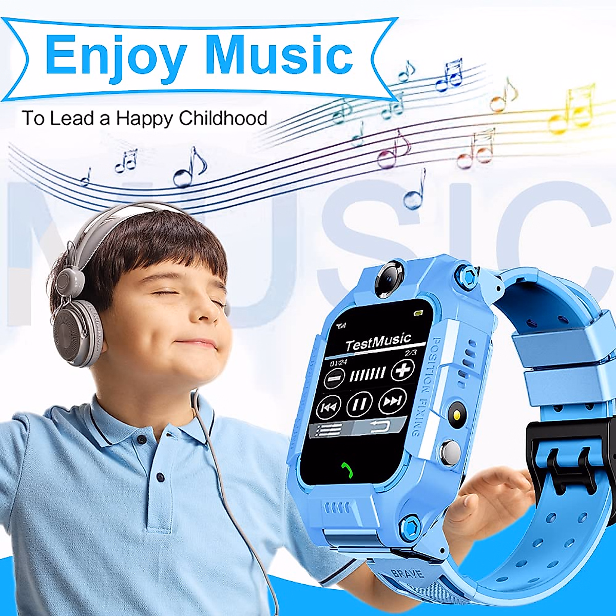 Smart Watch for Kids,Touch Screen Game Watch with 360° rotated Body Design, Waterproof Kids Smartwatch with SOS Call Music Player Dual Camera Alarm Clock Birthday
