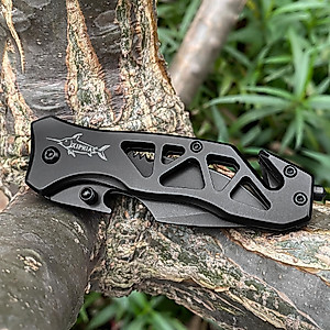 XIPHIAS Cool Folding Pocket Knife with Glass Breaker, Bottle Opener and Rope Cutter, Birthday Father's Day (D2)