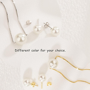 Pearl Necklace and Earring Set Silver,Pearl Jewelry Set for Women Simple,Single Pearl Set Jewelry for Women,Brial Pearl Necklaces Bridesmaid Jewelry Sets for Wedding/Prom Gifts