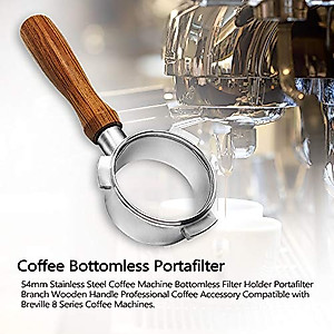 Bottomless Portafilter 54mm, Bottomless Naked Portafilter Compatible with Breville 8 Series and 54mm Breville Machines