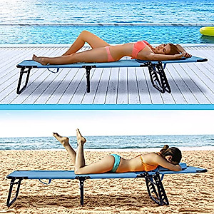 GYMAX Beach Lounge Chair, Sunbathing Chair Patio Lounge Chair Folding Adjustable Recliner with Hole for Face