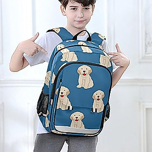 MCHIVER Labrador Golden Retriever Dog Backpack for School Lightweight Student Bookbags with Chest Strap Causal Daypacks Rucksack for Kid Boy Girl 17.7 Inch