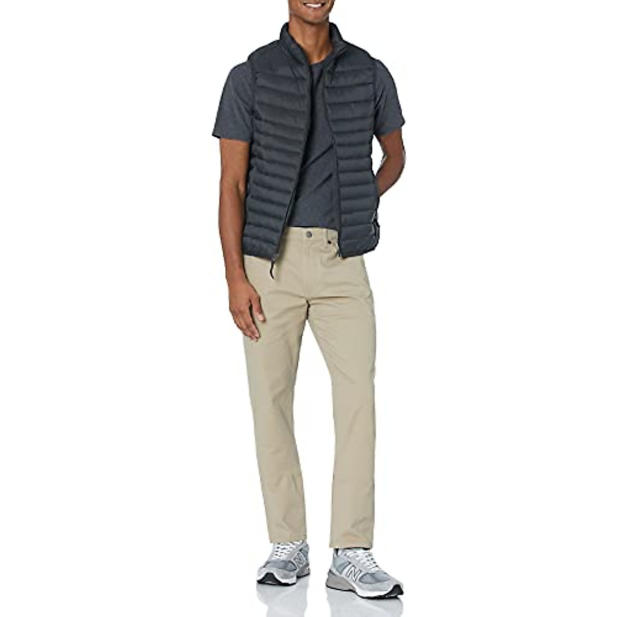 Amazon Essentials Men's Slim-Fit Pants, 5-Pocket Stretch Twill Design, Khaki Brown, 36W x 34L