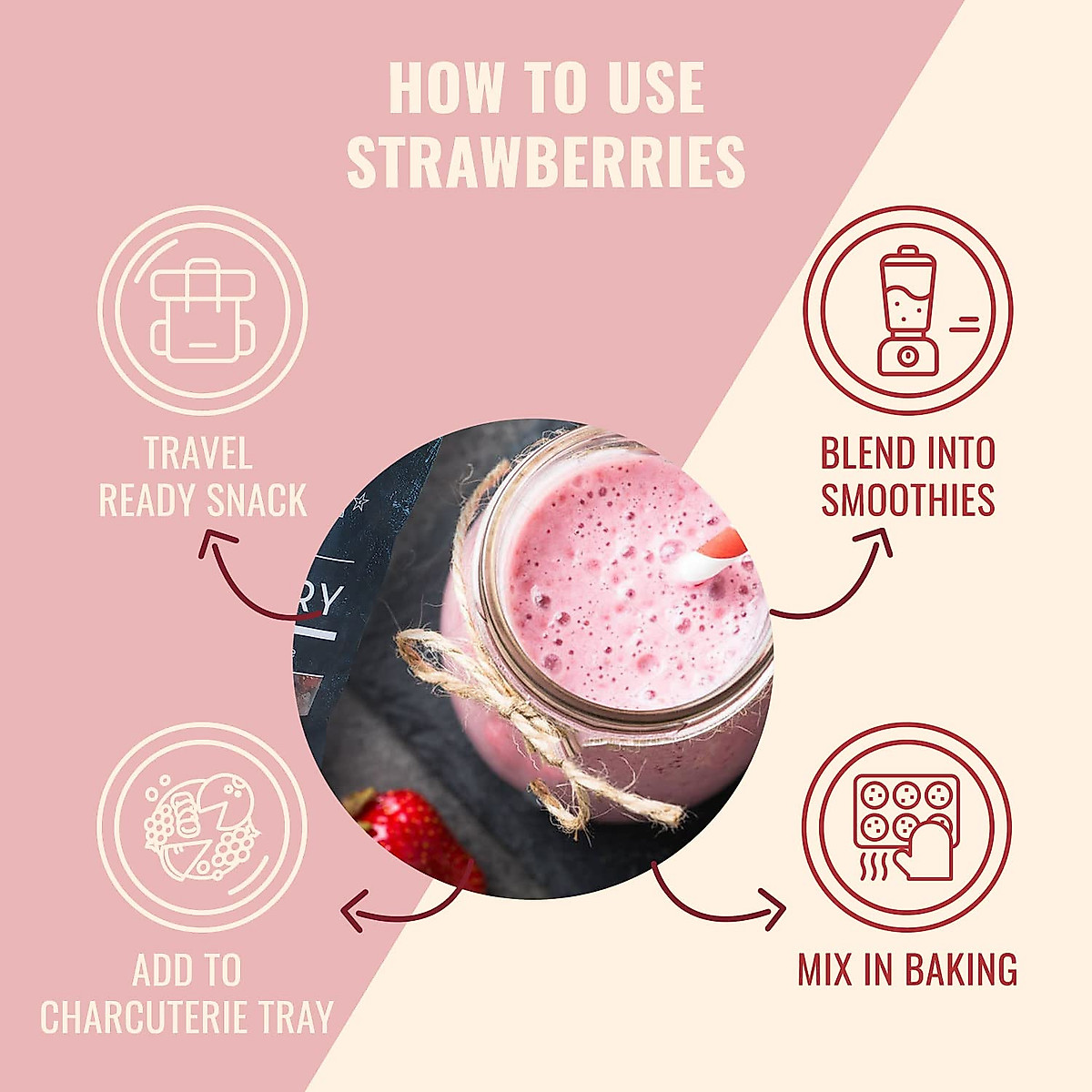 Dried Strawberries - Sunny Fruit - 18oz Bulk Bag | Quick, Healthy Sweet Snack | NON-GMO, GLUTEN-FREE, NUT FREE