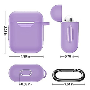 [2 Pack] AirPods 2nd/1st Generation Case with Keychain,Wilbur for AirPod 2nd Generation Case & AirPod Case 1st Generation,Full-Body Protective Cover,Supports Wireless Charging (Black+Purple)