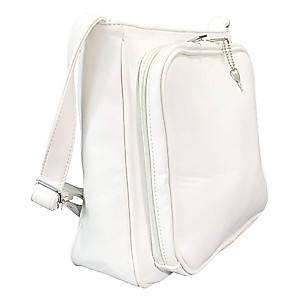 Zzfab Triple Zipper Locking Concealed Carry Crossbody Bag - CCW Concealed Carry Purse (White)