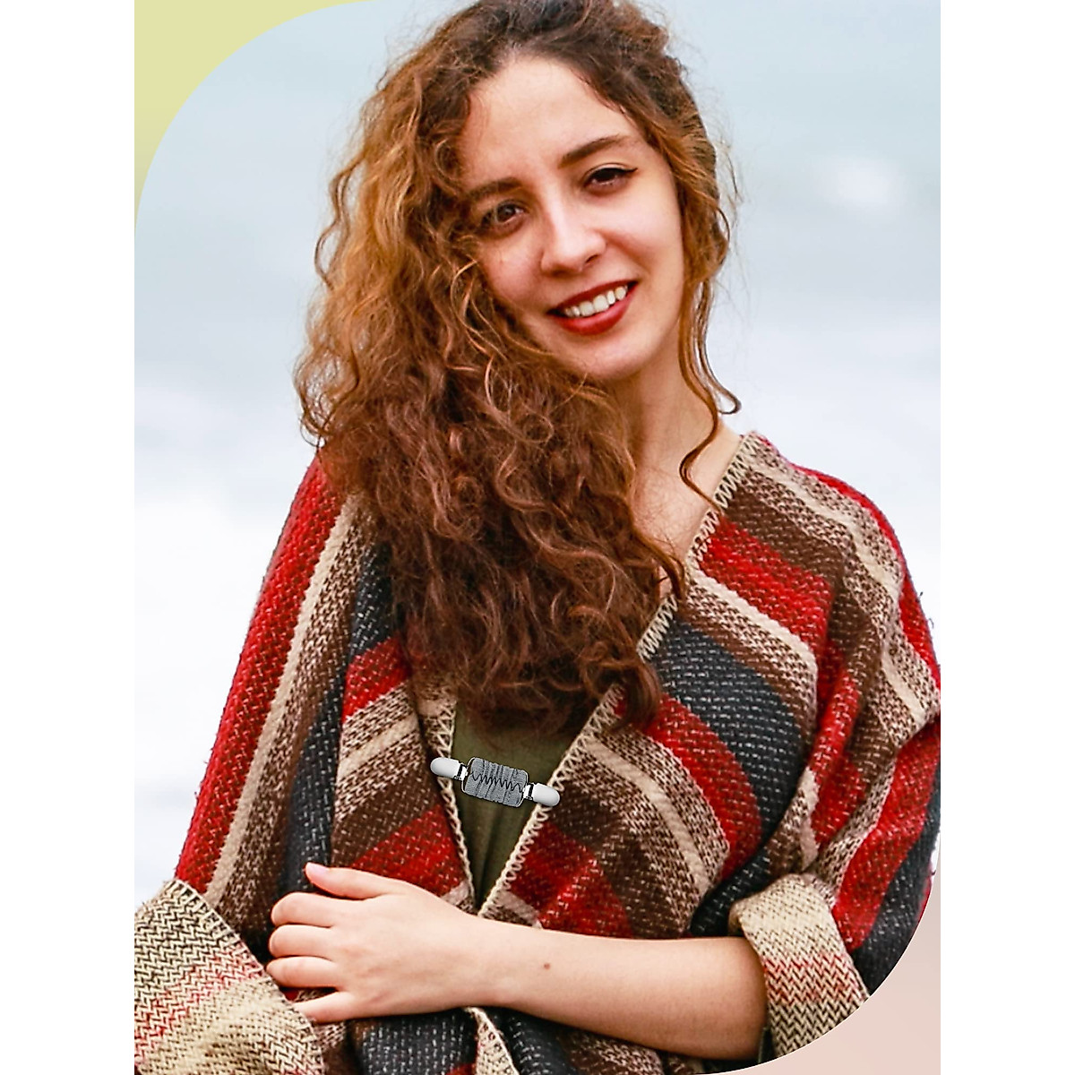 WILLBOND 3 Pieces Fit Dress Cinch Clip Vintage Sweater Shawl Clip Retro Cardigan Collar Clip Brooch Clip for Women(4.33 Inch,Black, White, Gray)