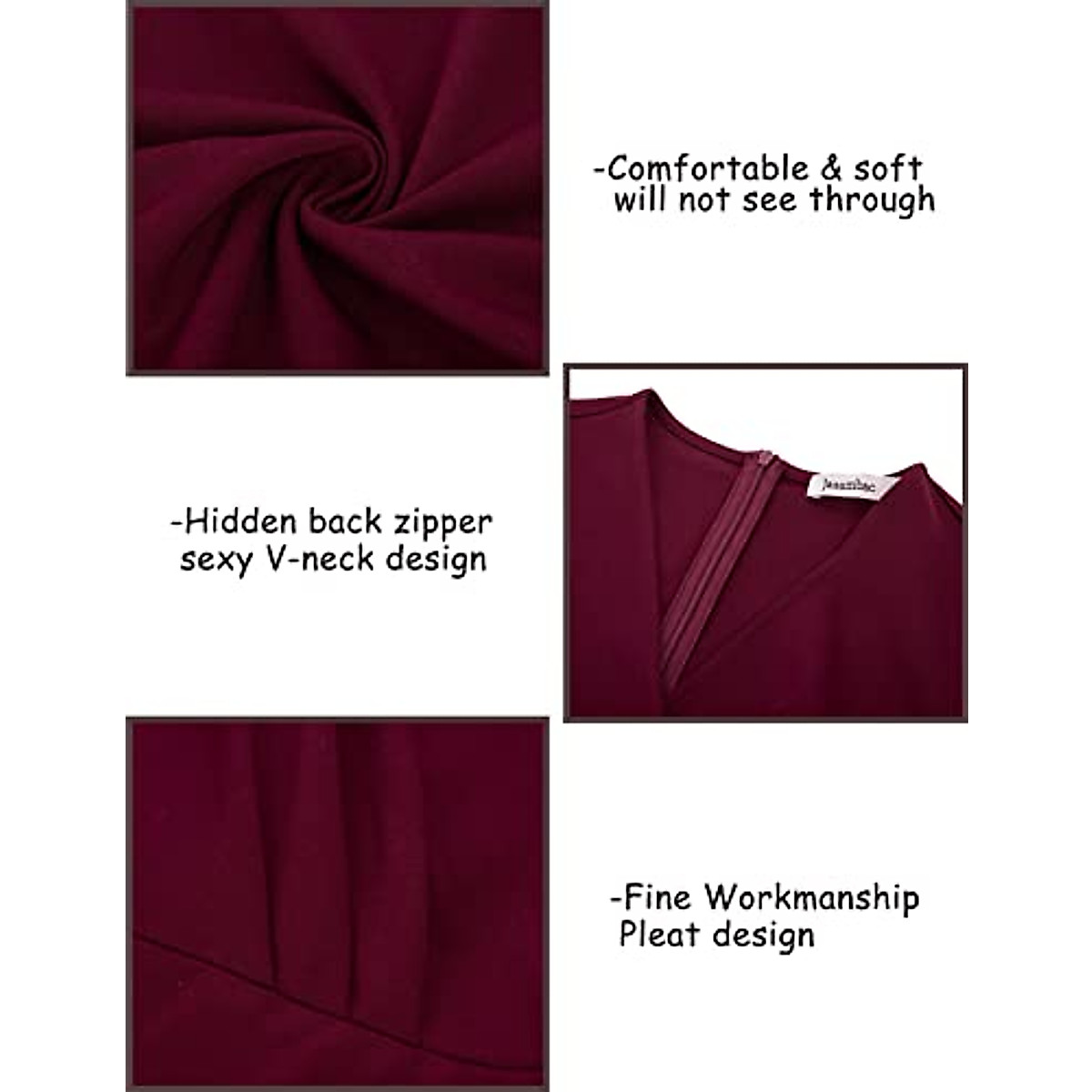 Church 1950s Dress for Women Vintage Elegant Ruffle A Line Casual Cocktail Party Modest Dress for Special Occasions Wine Red XL