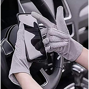 3 Pairs UV Gloves Sun Protection Women Driving Gloves Summer Sunblock Gloves for Driving Riding Outdoor (Black, Beige, Gray, Medium)