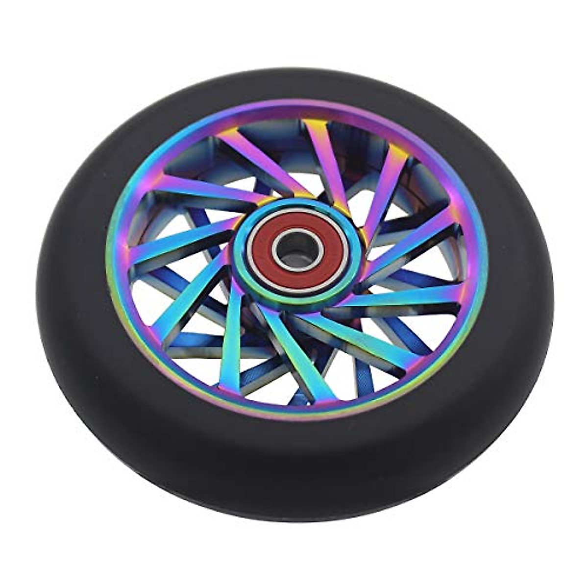 aibiku 110mm Hollow Wheel - Bearings ABEC 11 Installed - Pro Stunt Scooter Wheel fit for Fuzion/Envy/MGP/Lucky TFOX/Vokul Pro Scooter Replacement Wheels - 2PCS(Colorful/Black)