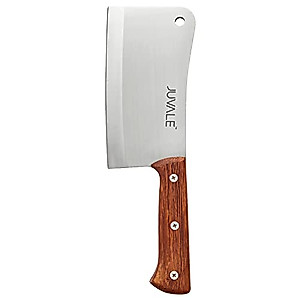 Juvale Stainless Steel Meat Cleaver Knife with Wooden Handle, Heavy Duty Bone Chopper for Butcher, Slicing Vegetables (8 In)