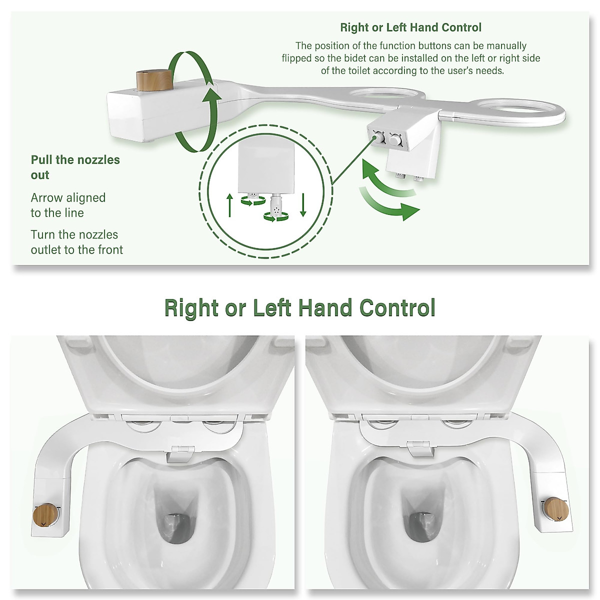 Jecatiy Bidet Attachment, Non-Electric Dual Nozzle Cold Water Bidet Attachment for Toilet Seat, Adjustable Water Pressure, Rear and Feminine Wash, Right or Left Hand Control