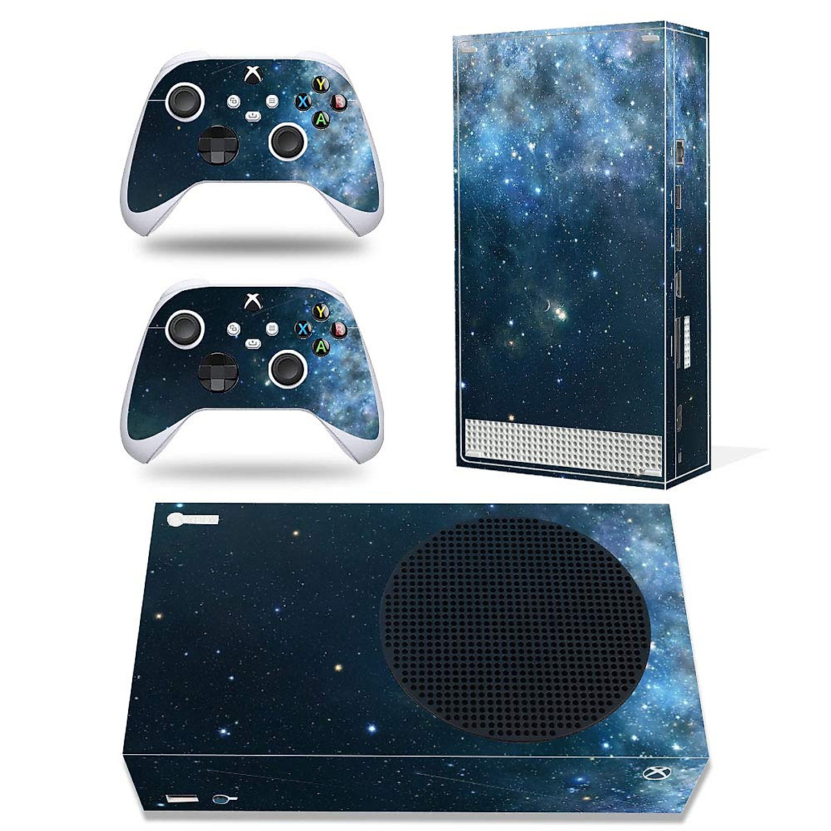 Whole Body Protective Vinyl Skin Decal Cover for Microsoft Xbox Series S Console, Blue Space Xbox Series S Skins Wrap Sticker with Two Free Wireless Controller Decals