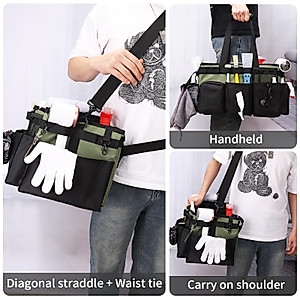 GRTCZYSL Cleaning Caddy Bag for Housekeepers, Cleaning Caddy Supplies Organizer, Wearable Cleaning Detailing Bag with Handles and Shoulder Strap Car Cleaning Tool Organizers Bag-Green