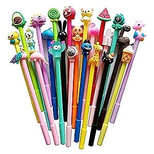 24 pack Blue Erasable Kawaii Cute Cartoon Gel Ink Pens Assorted Style Writing Pens for Birthday Present School Prize Student Gift Fun Kiddos Girl Pens (erasable blue)