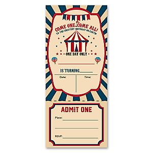 VAHATAN Carnival Birthday Party Invitations 20 Pack Carnival Theme Ticket Invitations with Envelopes Invites Cards for Birthday Party