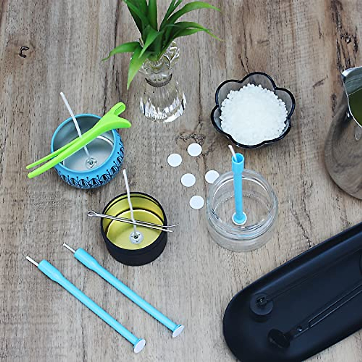 CandMak Candle Wick Kit, 60pcs Candle Wicks with Wick Stickers, Wick Holders and Candle Tags for Candle Making (Thick 4"+6"+8")