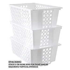 Organize Your Home Large Slide-It Baskets, 2 Pack, Stacking and Sliding Modular Storage, Great Organizing Bins for Pantry, Closet, Bedroom, Office, and all Storage, 19.2” x 12.5” x 7.5”