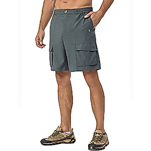 Little Donkey Andy Men's Hiking Cargo Shorts Quick Dry Lightweight Stretch Shorts for Golf Fishing (Grey L)
