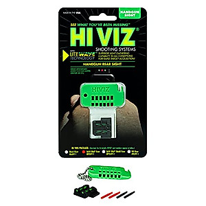 HIVIZ unisex adult HiViz MPLW11 Interchangeable LITEWAVE Rear Handgun Sight for Smith Wesson M P Full Size Compact E, Green, Red, and Black, One Size US