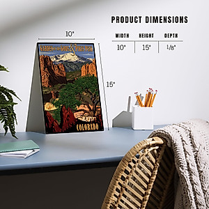 Lantern Press 10x15 Inch Wood Sign, Ready to Hang Wall Decor, Pikes Peak from Garden of the Gods, Colorado