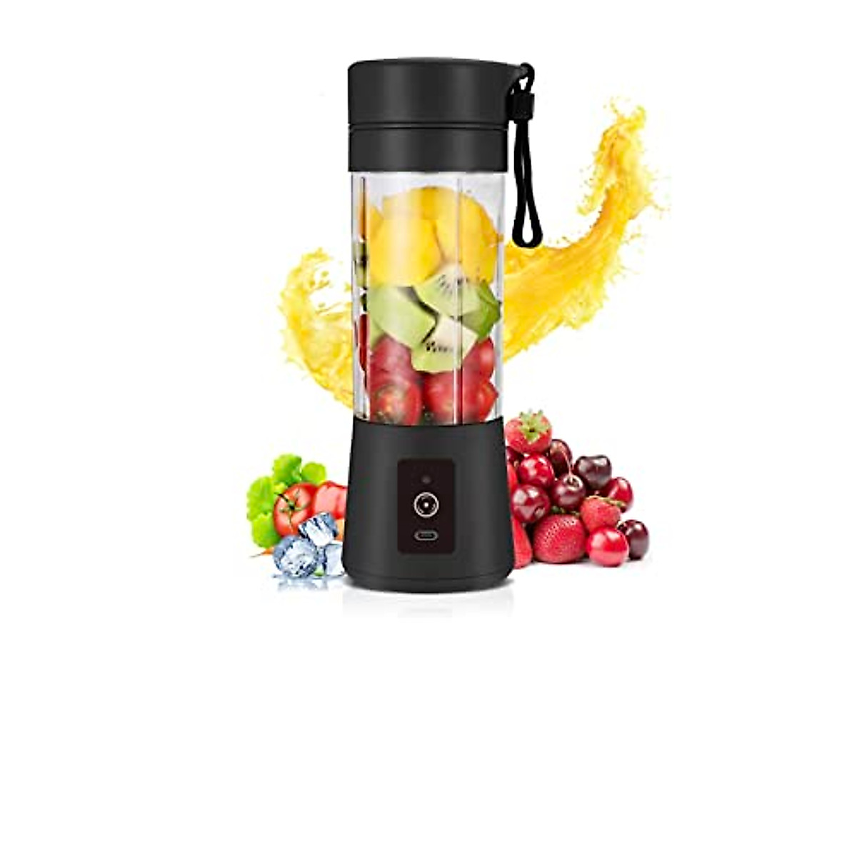 USB Portable Blender Juicer Cup, 3CPRECIOUS Fruit Juice mixer, Mini Portable Rechargeable Battery/Juicing Blender Mixer, 380ml (Black)