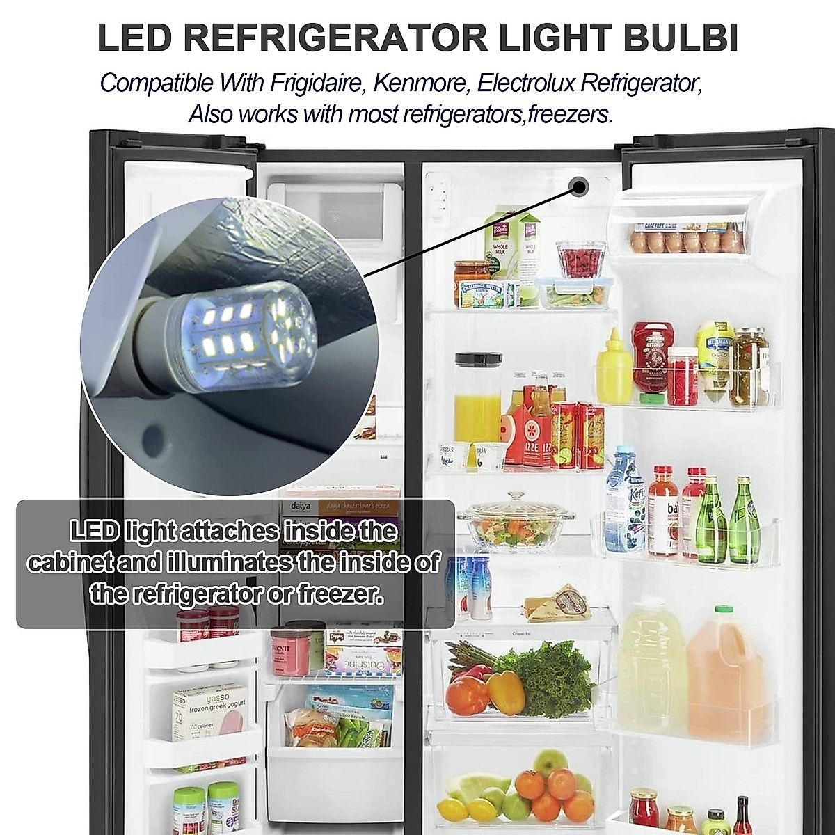 Kscjdg KEI D34l Frigidaire Refrigerator Light Bulb - for 5304511738 Light Bulb Frigidaire Refrigerator Parts PS12364857 AP6278388 -(110V-240V 3.5W)-1Pack