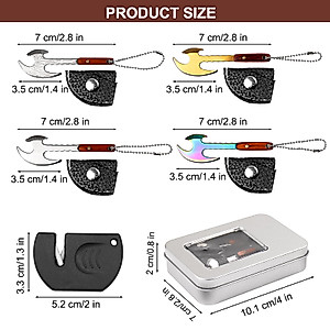 Ruksifg Mini Knife Set Tiny Knife Mini Axe for Package Opener, Letter Opener, Collection, Mini Knives Set with Sheath and Sharpener(Mixed Color-4Pcs)